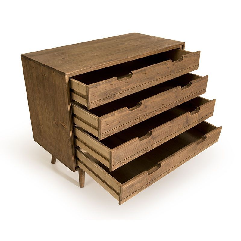 Commode scandi bois 4 tiroirs Sapin Macabane ANDREW