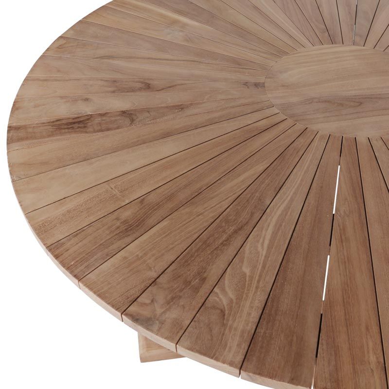 Table ronde jardin teck massif 6 personnes | Livraison Gratuite