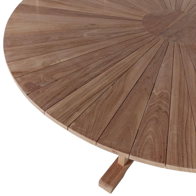 Table ronde jardin teck massif 8 personnes | Livraison Gratuite