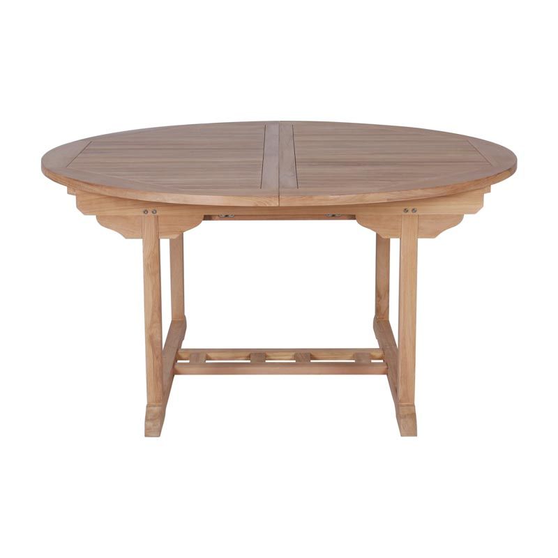Table jardin ronde teck massif extensible 8 à 12 personnes