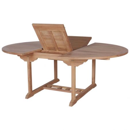 Table jardin ronde teck massif extensible 8 à 12 personnes