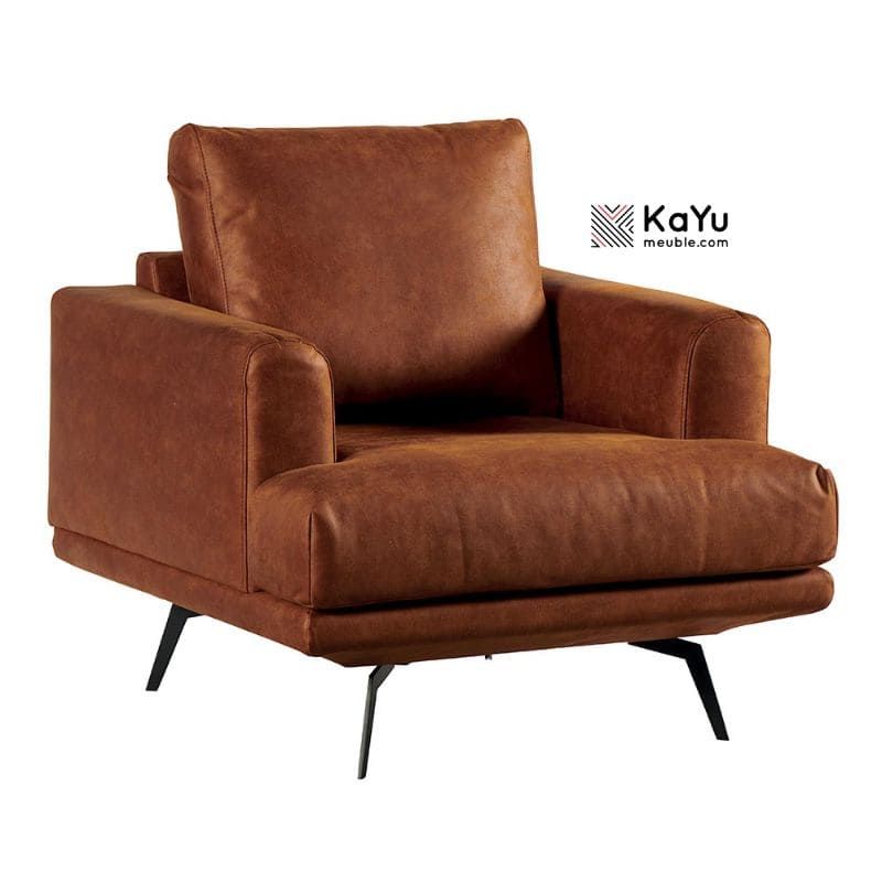 Fauteuil en cuir cognac 90cm Atri CASITA ATF1BULLCOG