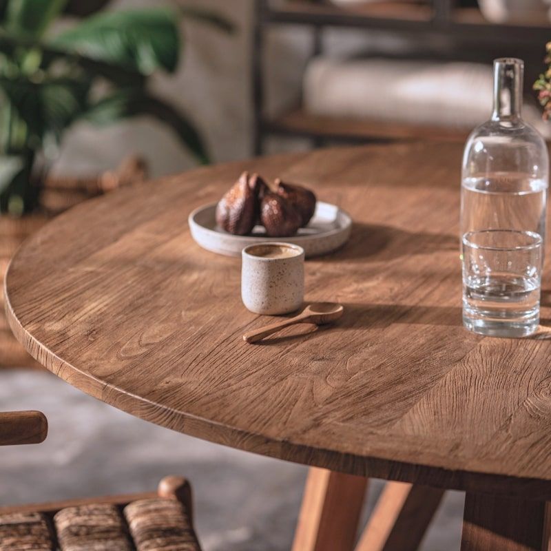 Table repas ronde en teck massif recyclé 130cm d-bodhi ARTISAN