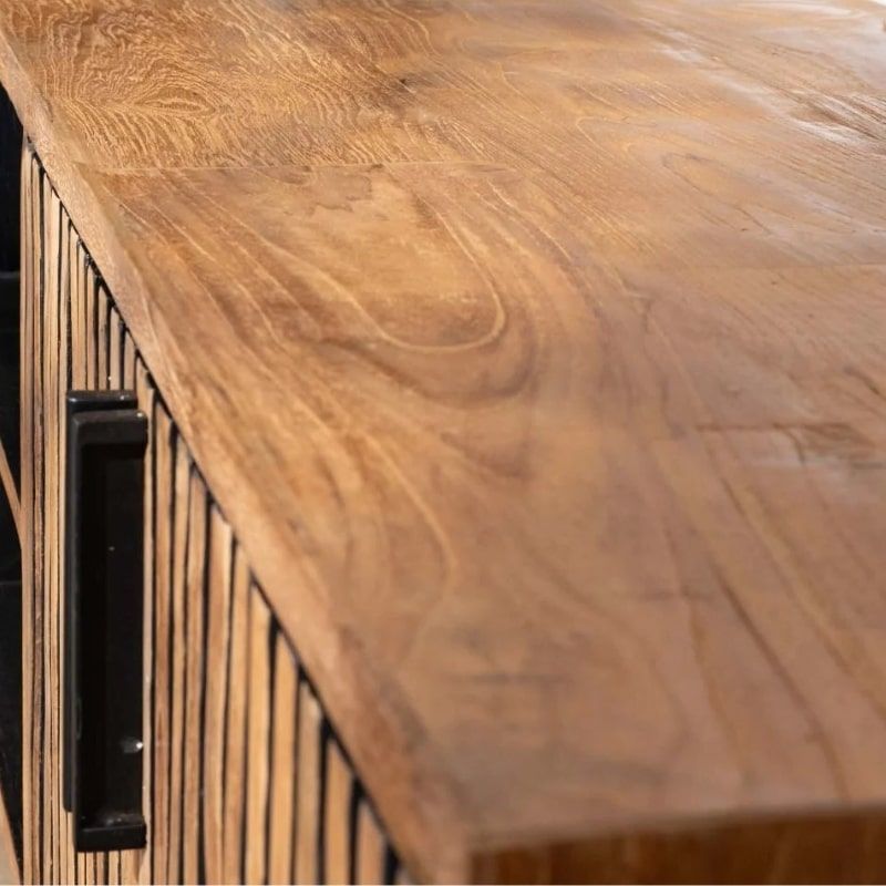 Buffet 3 portes rétro en teck recyclé et noir 180cm OPLAND Casita