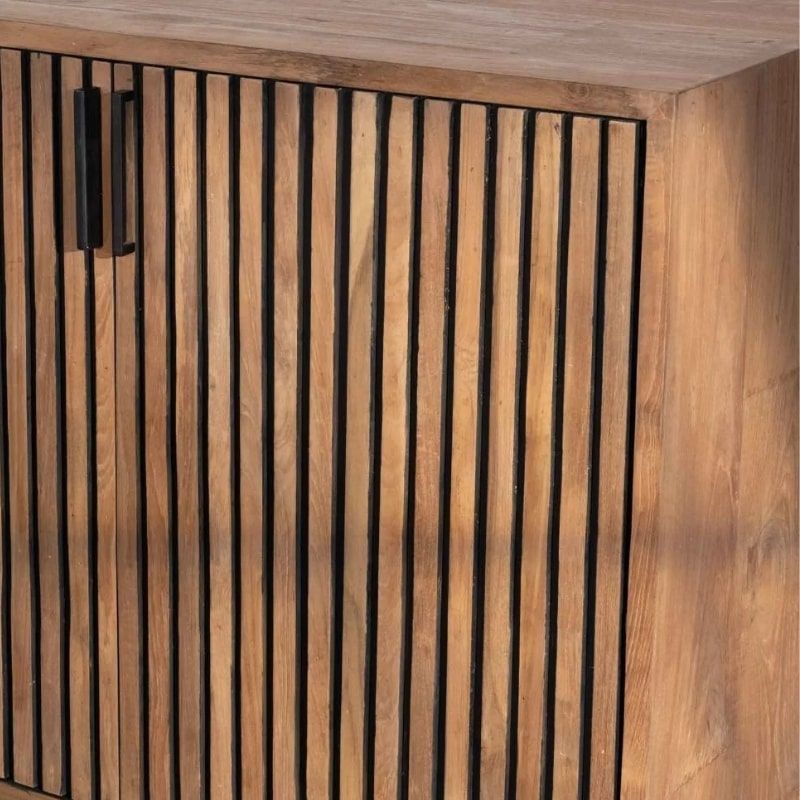 Buffet 3 portes rétro en teck recyclé et noir 180cm OPLAND Casita