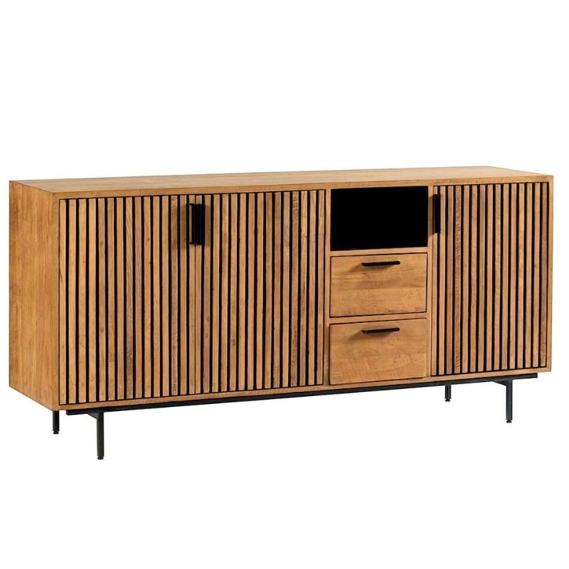 Buffet 3 portes rétro en teck recyclé et noir 180cm OPLAND Casita