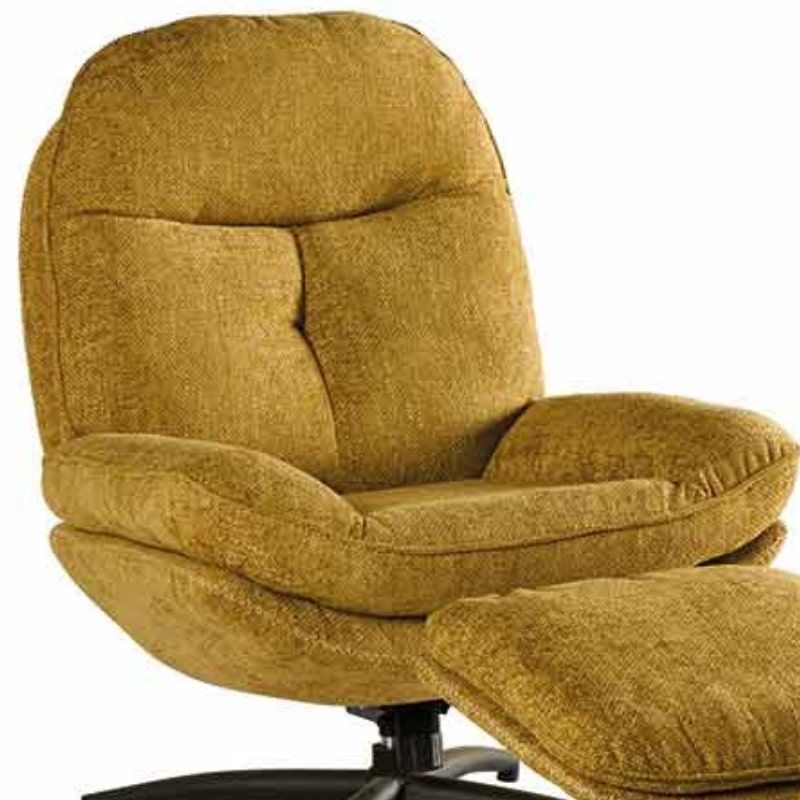 Fauteuil vintage tissu moutarde et repose-pieds BRANSON
