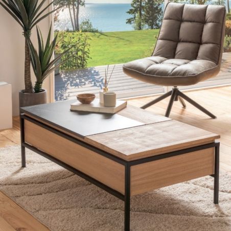 Table basse modulable chêne massif blanchi 120cm Casita STORIA